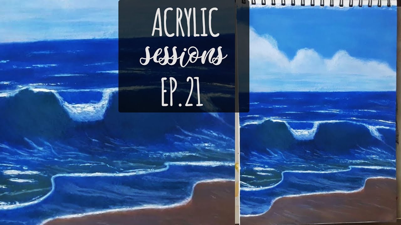 How to paint a Seascape with Acrylics | Beginner Acrylic painting ...