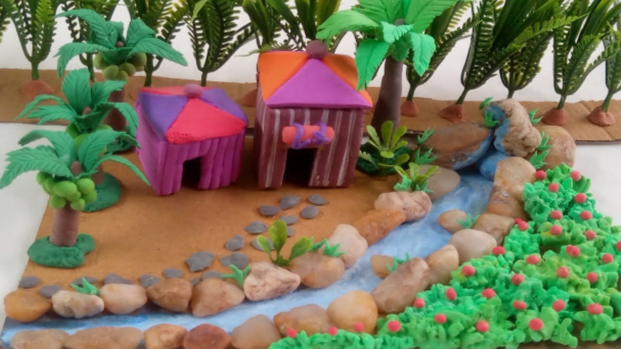 Diy How To Make Miniature Village Model With River|Beautiful Clay ...