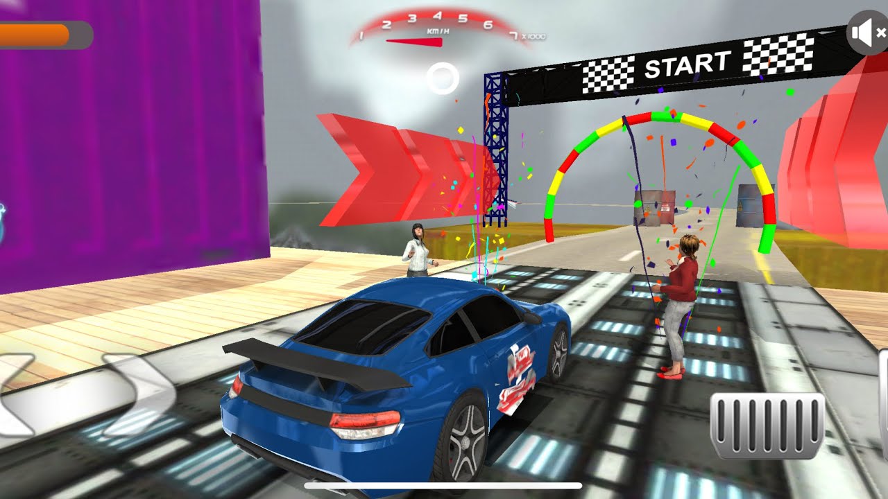 Ramp blue car racing game flyover 3d games Car racing game - YouTube