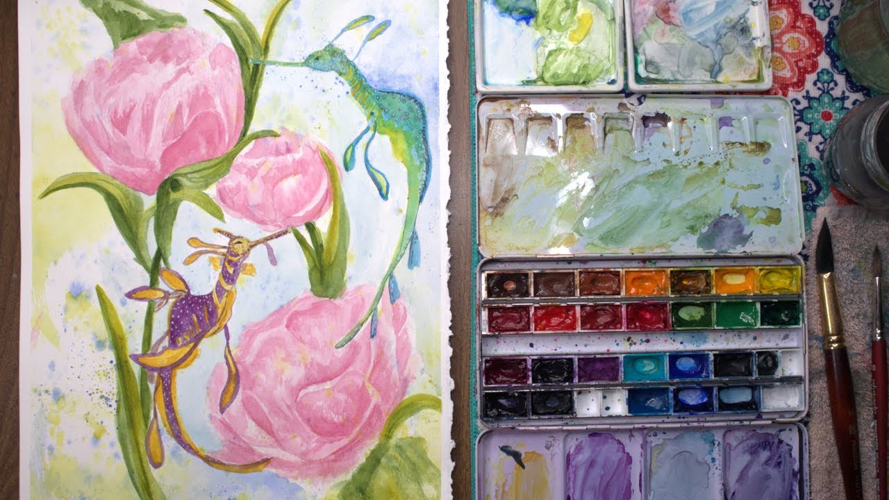 Let's Paint Whimsical Floral Seahorses ~🌸🌊~ Watercolor Tutorial ~ - YouTube