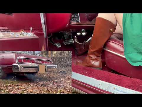 Pedal Pumping Car Clip REVVING in high brown boots!