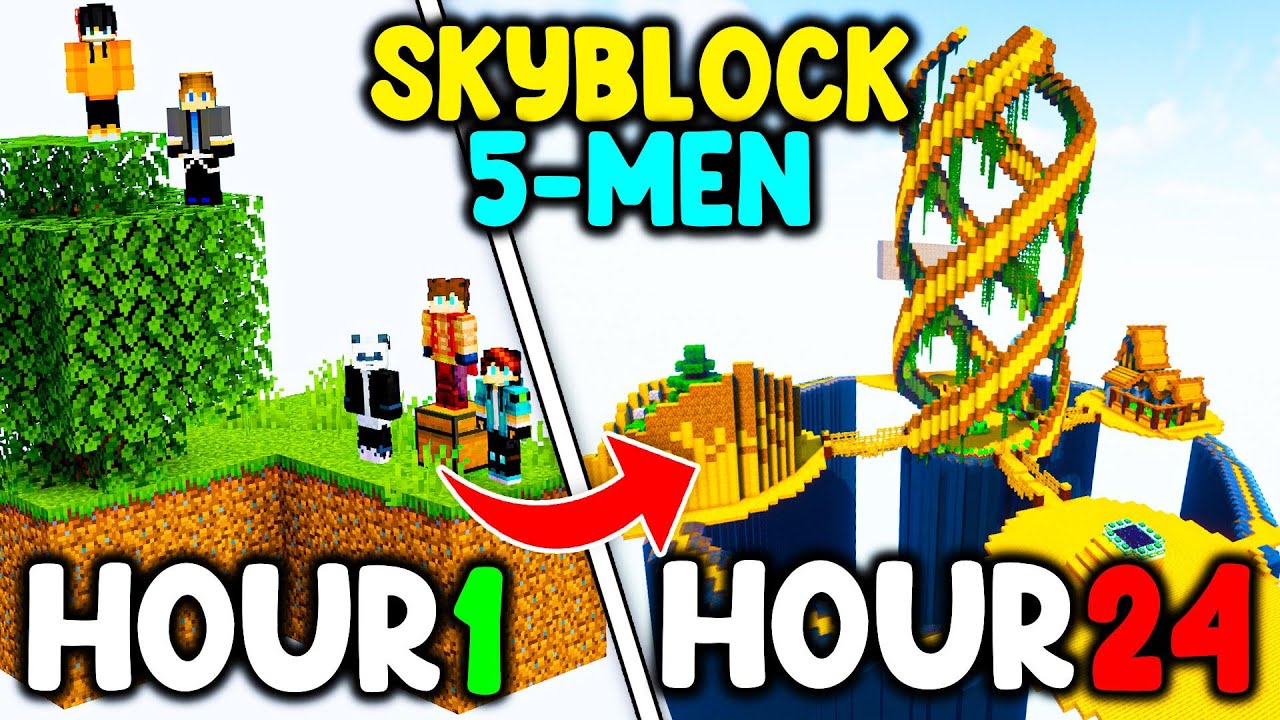 We Survived 24 Hours in Minecraft SKYBLOCK... - YouTube