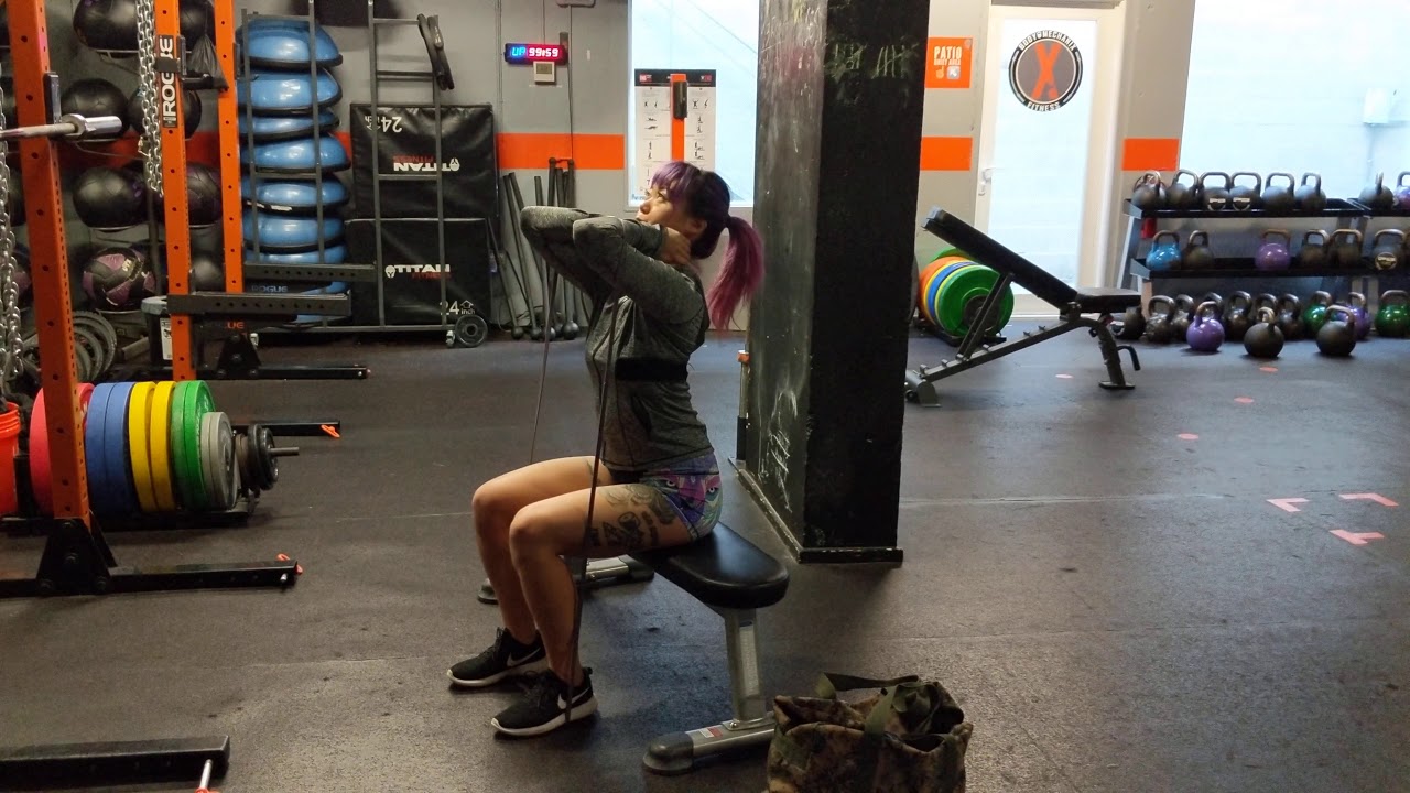 Seated Band Resisted Thoracic Extension - YouTube