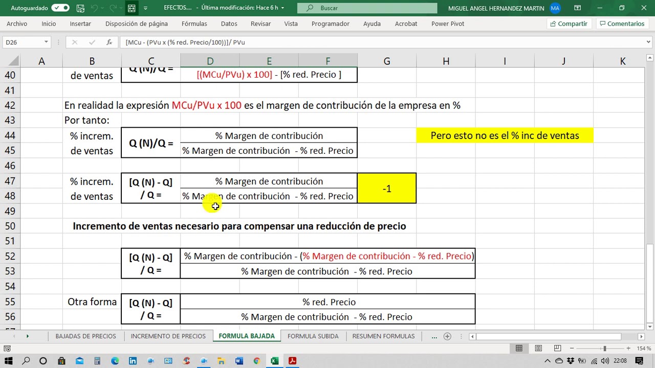 EFECTOS DE VARIACIONES DE PRECIOS EN LAS VENTAS. FORMULAS. - YouTube