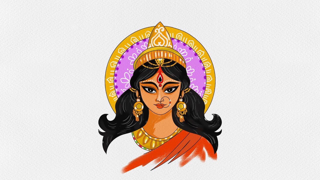 How to draw durga maa easy | Easy Durga Maa Drawing | Durga Art - YouTube