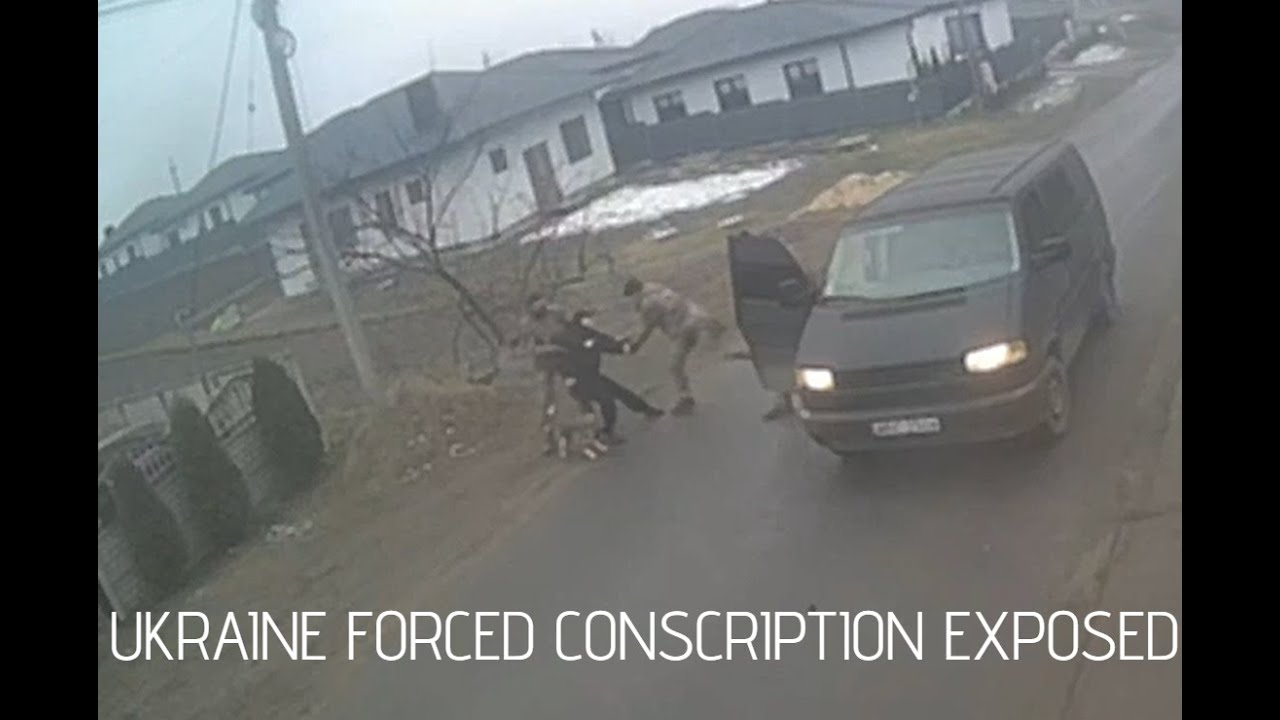 Ukrainian conscription officers drafting and kidnapping a man right in front of his family ...