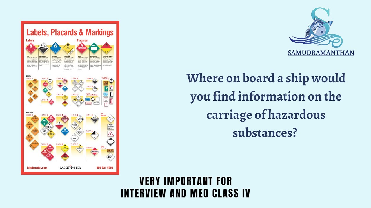 MEO Class 4 Oral | on board a ship find information on hazardous ...