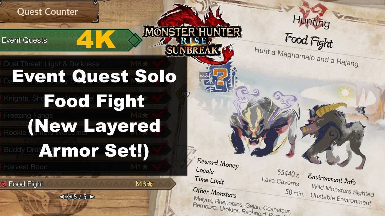 MHR Sunbreak Event Quest Solo - Food Fight (New Layered Armor Set ...