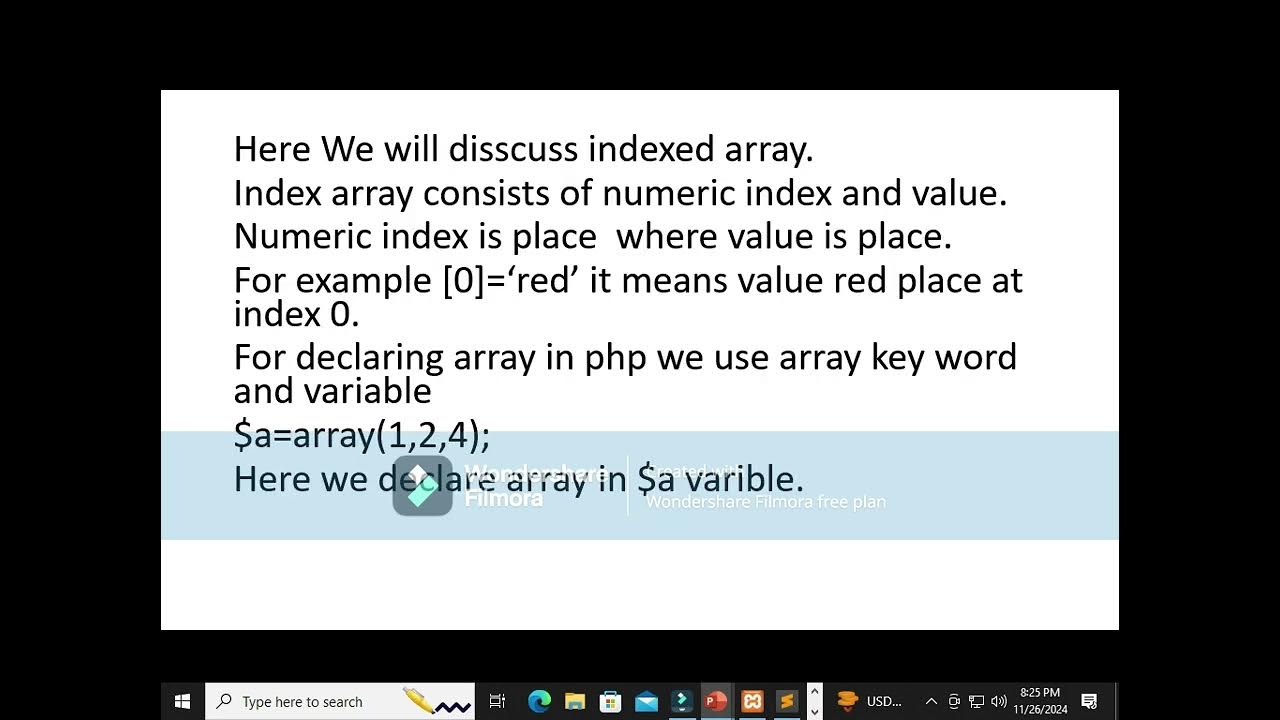 Indexed array in php - YouTube