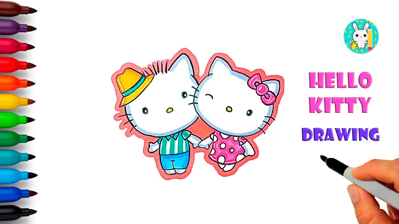 How to draw Hello Kitty and Dear Daniel 💛💖 Cute Hello Kitty drawing ...