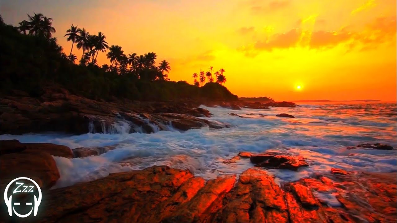 🏝Relaxing Tropical Paradies Beach ~ Sunset Scene with Ocean Sounds ...