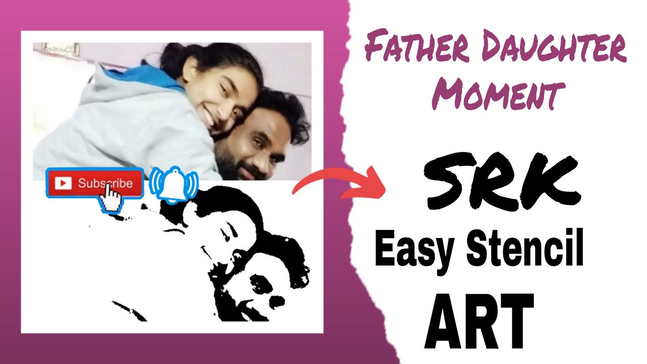 How to draw stencil art | father and Daughter drawing | step by step ...