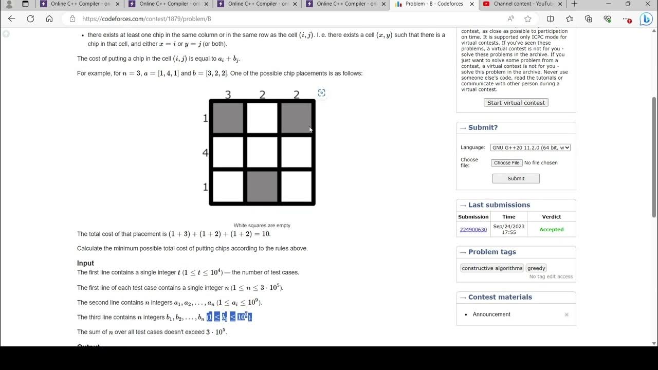 Educational Codeforces Round 155 (Div. 2) B. Chips on the Board Full explanation #codeforces ...