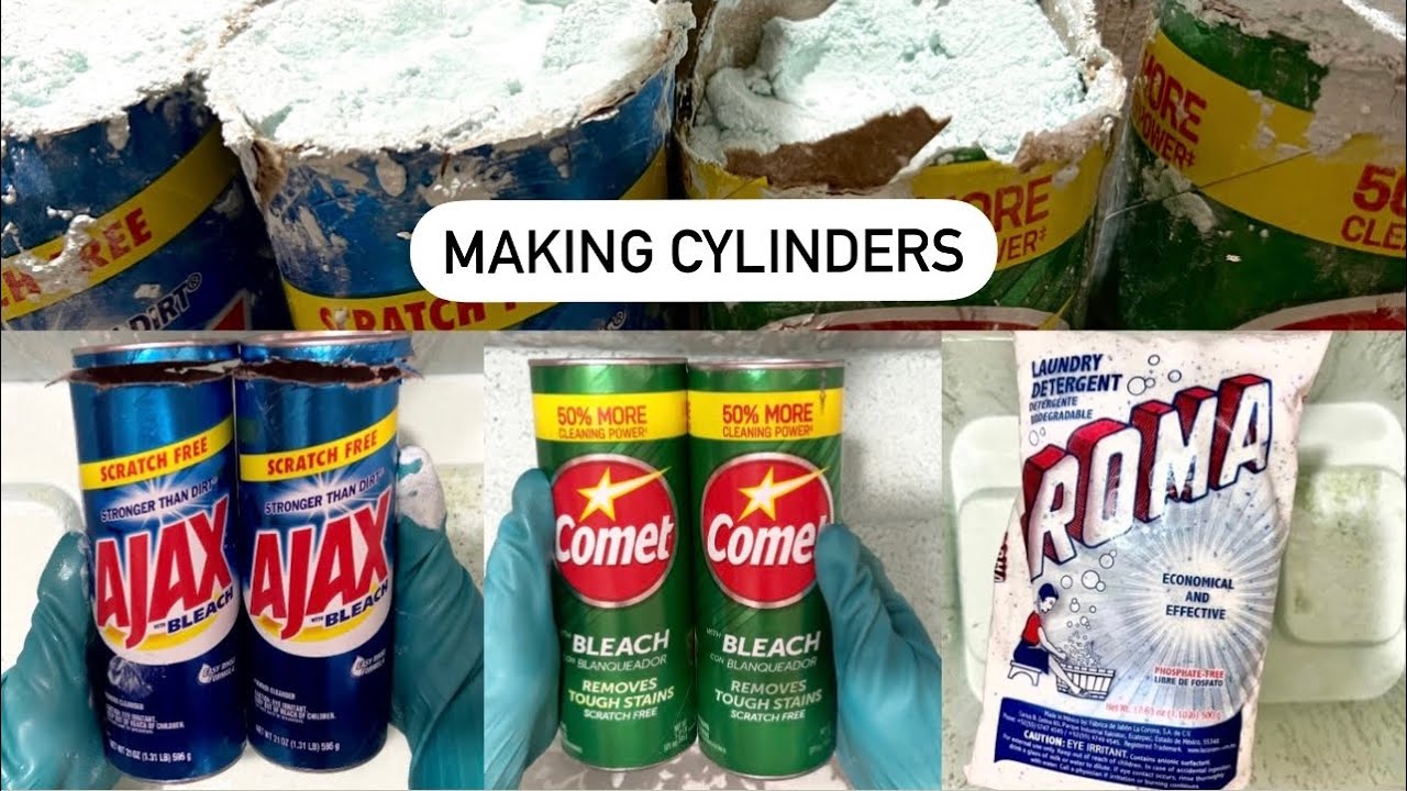 TURNING PASTE INTO CYLINDERS🫧8 CANS OF COMET IN TOTAL W/2 CANS OF AJAX ...