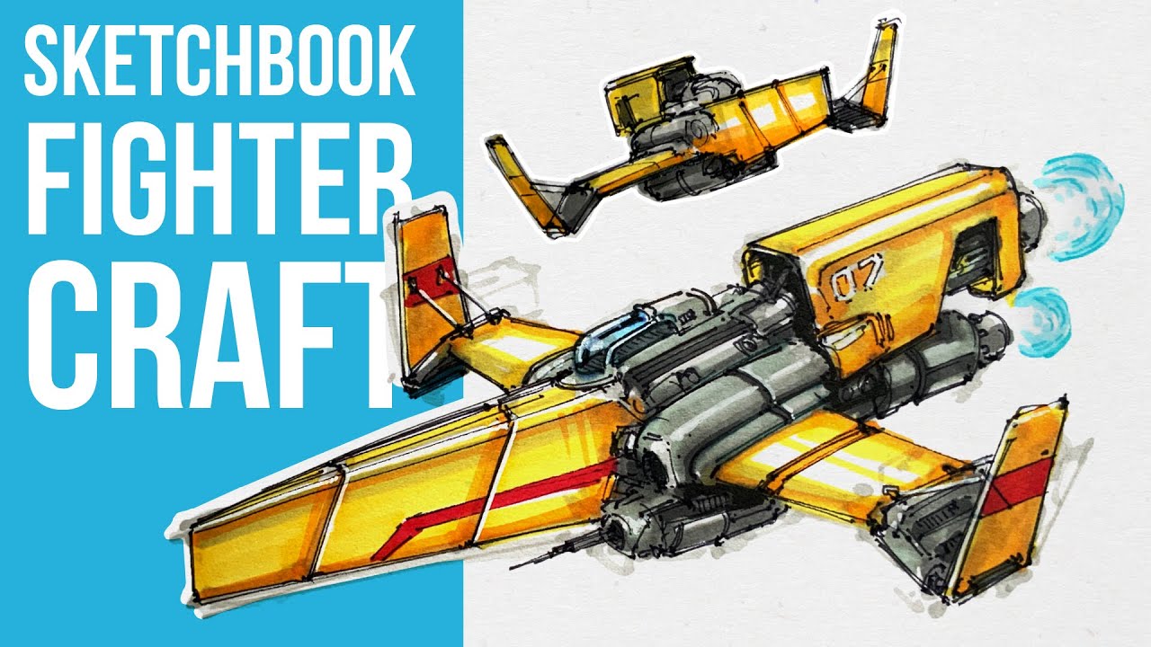 Fighter craft sketchbook drawing - YouTube