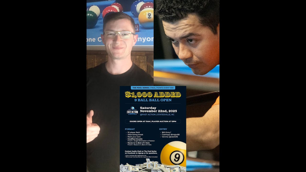 Chris Wrigley vs Javier Oliu - 9 Ball Tournament - 9th Place - Points ...