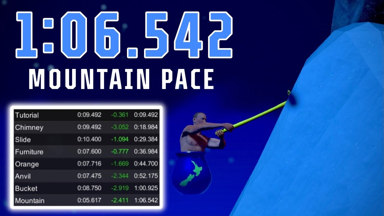 Getting Over It - 1:06.542 Ice Mountain Pace - YouTube