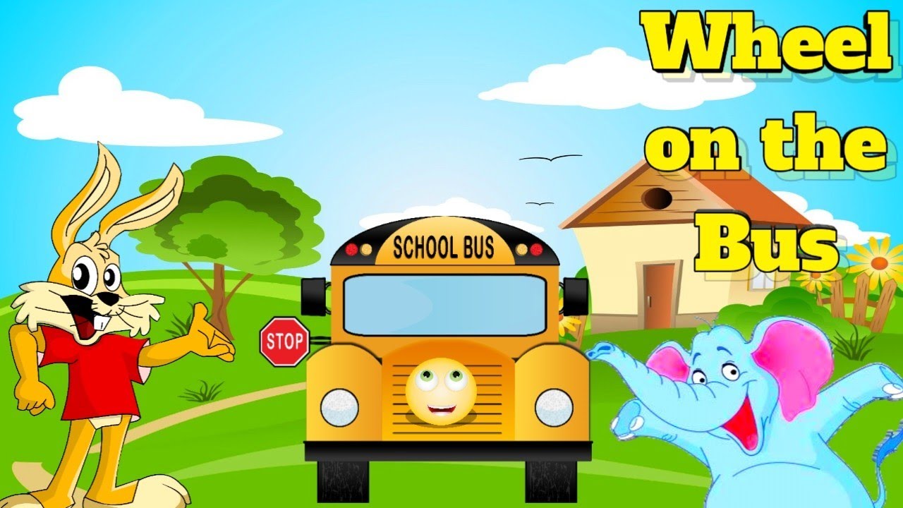 The Wheel on the bus round and round. Weel on the bus. Poem for kids ...
