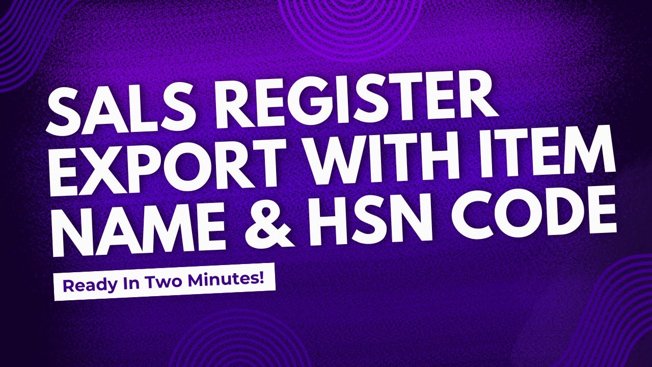Sales register Export with Item Name & HSN Code Seeting - YouTube