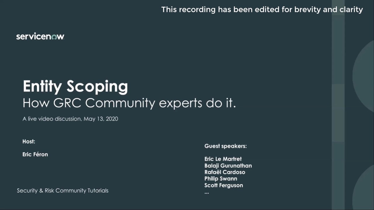 Entity Scoping, Types and Classes. How they do it. 17 tips from the GRC ...