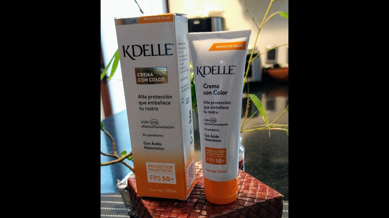 Protector solar facial Kdelle, crema con color y ácido hialurónico/Sin ...