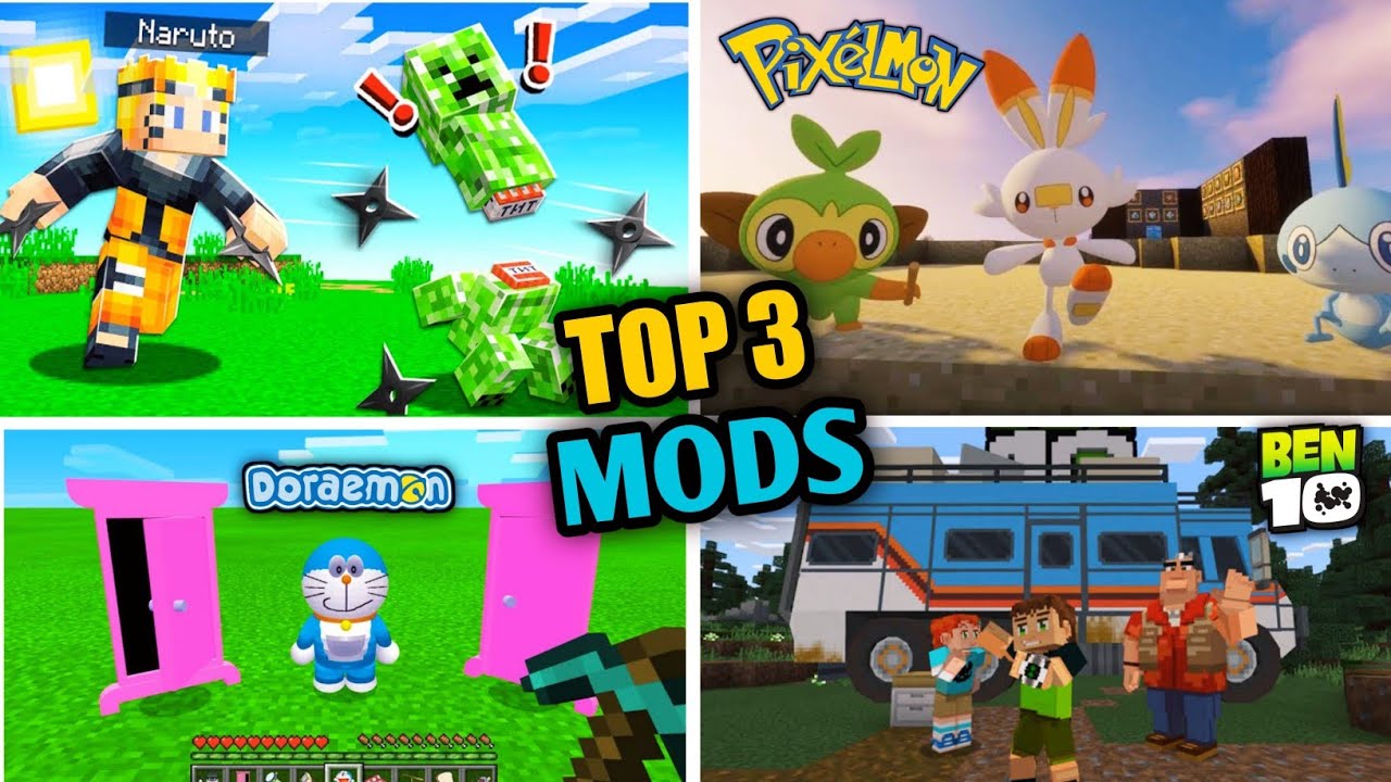 TOP 3 CARTOON MODS FOR MINECRAFT PE 1.18+ | TOP 3 ANIME MODS FOR ...