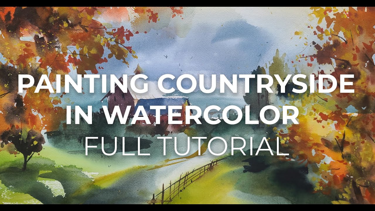 Painting a Simple Countryside Scene in Watercolor - full tutorial - YouTube
