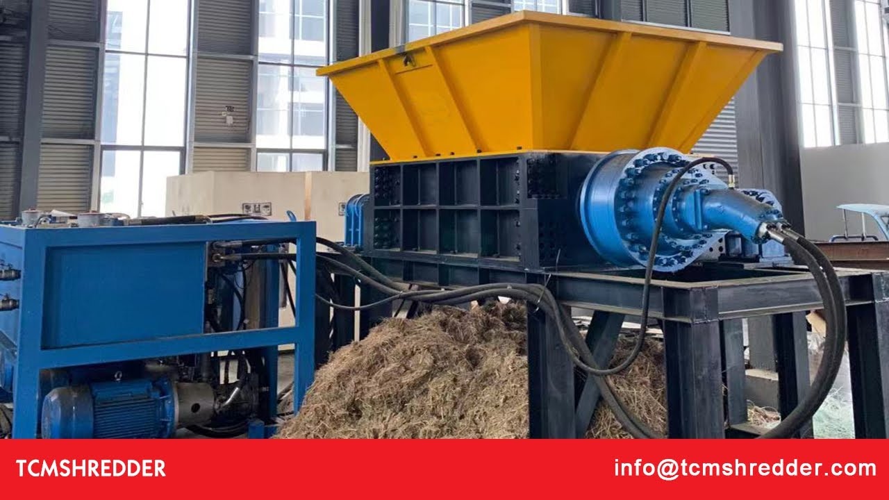 single double shaft garbage shredder - YouTube