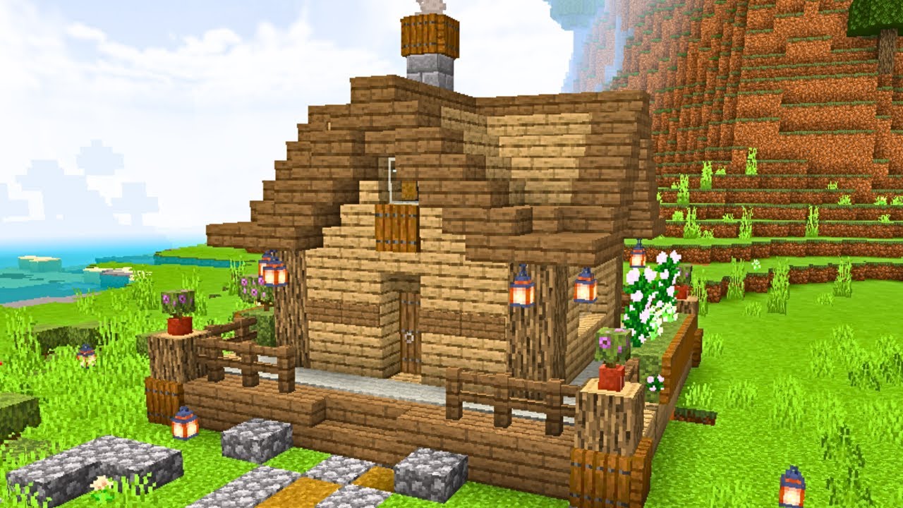 Minecraft: how to build a small wooden survival house | easy wooden ...