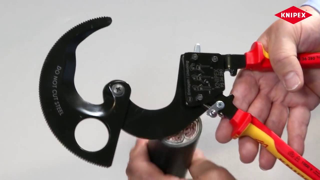 knipex Cable Cutter w/ ratchet action 9536280 - YouTube