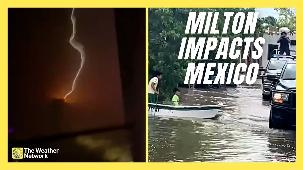 Lightning and Flooding in Mexico as Milton Grazes Yucatan - YouTube
