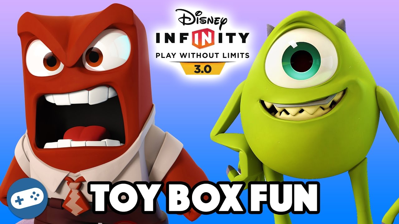 Anger and Mike Disney Infinity 3.0 Toy Box Fun Gameplay - YouTube