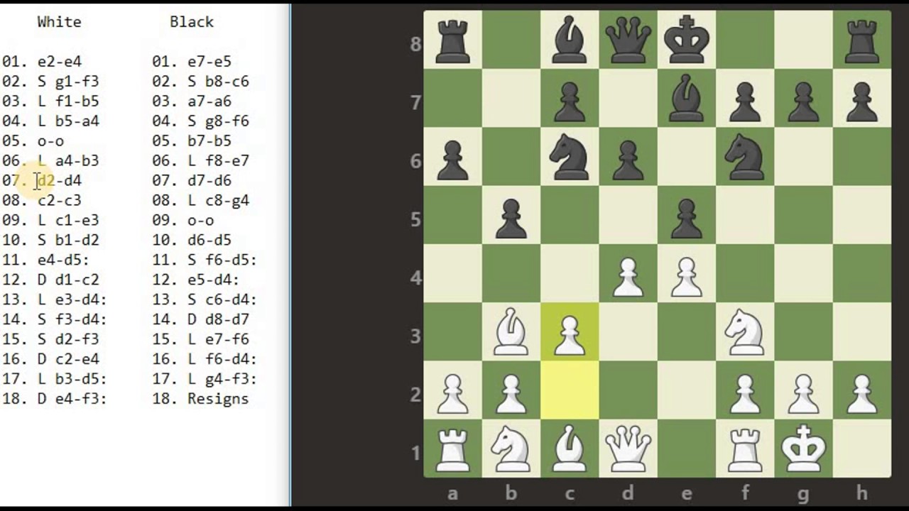 Fundamentals Of Chess #08 - Example Of German Notation (Ruy Lopez Game ...