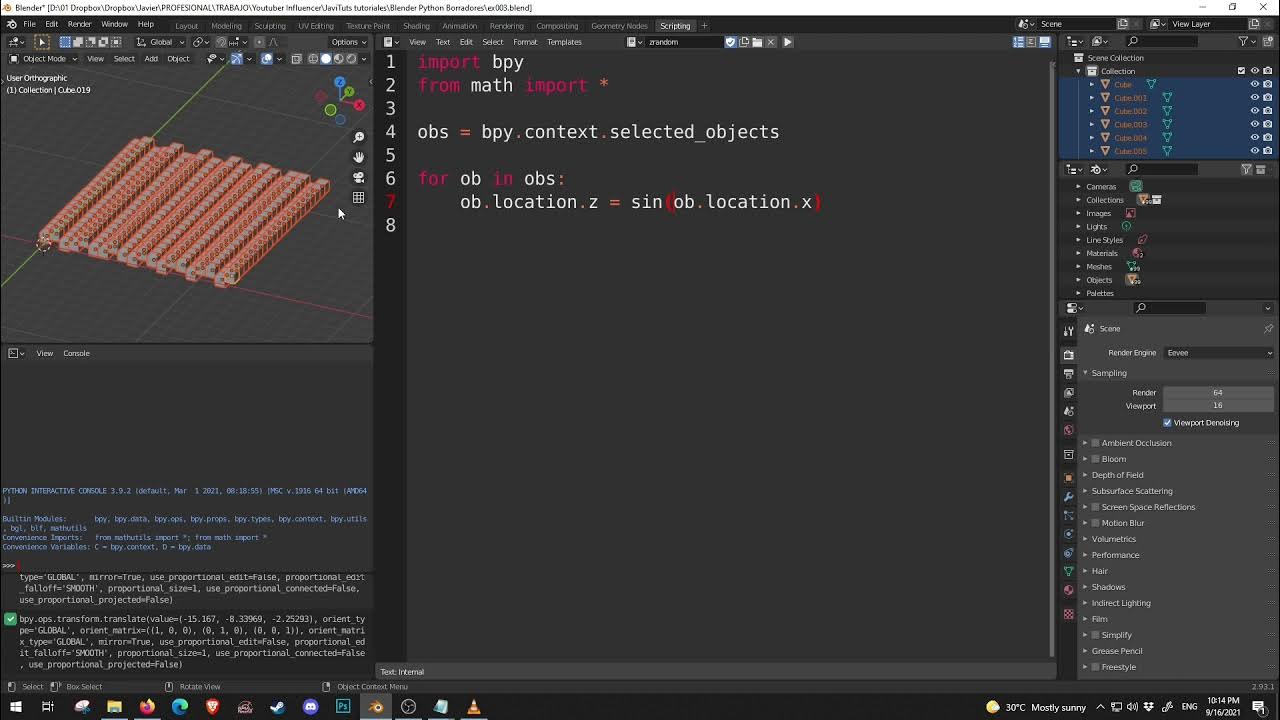 005 Blender Python - Math 1 - Ejercicio 005 - YouTube