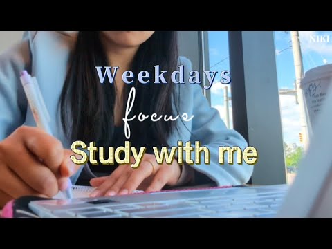 Productive 14-minute study session at starbucks 🥐 (white noise + music)