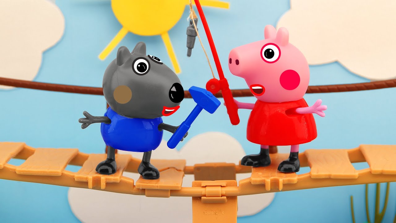 Broken bridge, bridge repair, fishing trip, Peppa Pig TV, New Peppa ...