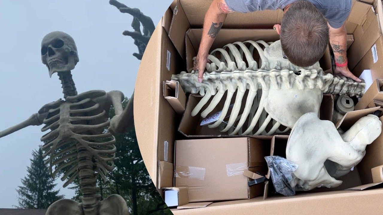 How To Put 12 Foot Skeleton Back In Origional Box - YouTube