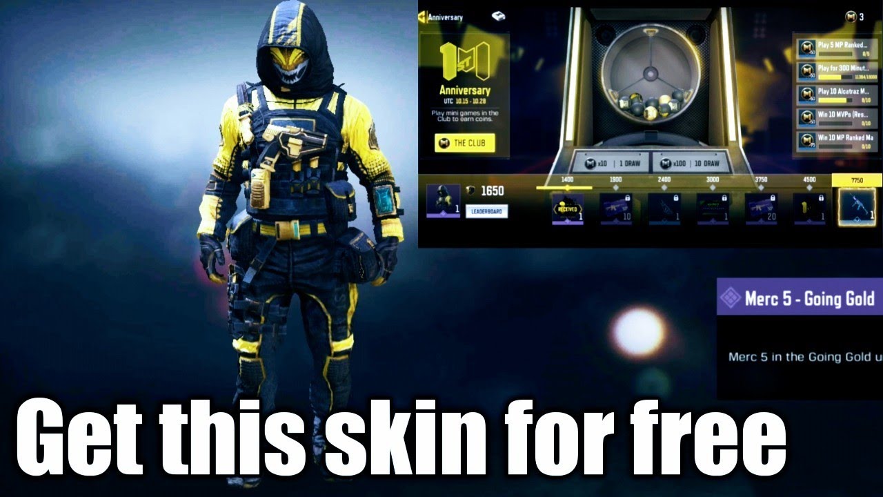 Get free Merc 5 going gold anniversary skin in COD mobile | cod mobile ...