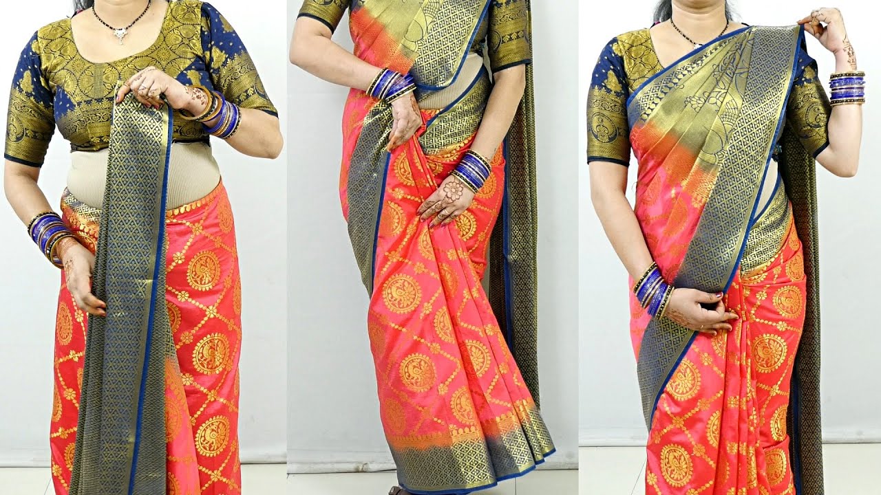 Heavy banarasi silk saree draping tutorial | saree draping easy trick ...