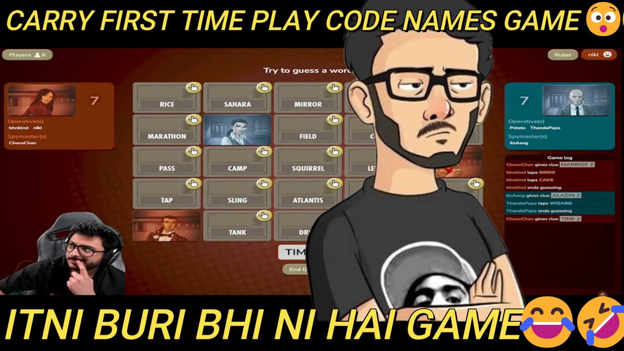 CARRY FIRST TIME PLAY CODE NAMES GAME 😯😁 | ITNI BURI BHI NI HAI GAME😂🤣 ...