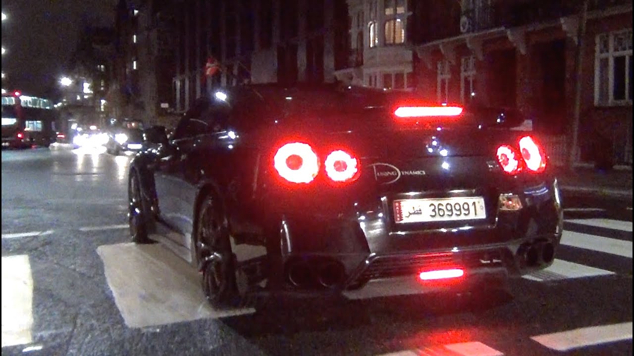 Arab Nissan GT-R CRAZY LAUNCH CONTROL X2 in London!! - YouTube