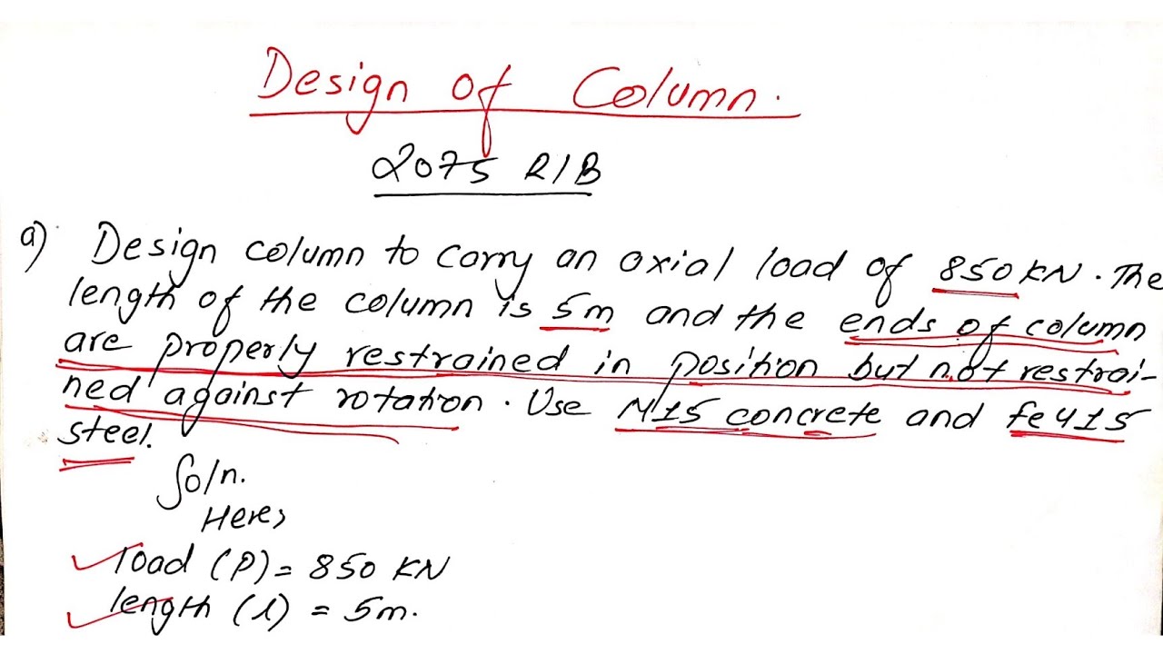 Design of Column | Lecture:1 | Structural Design and Drawing | 5th Sem ...