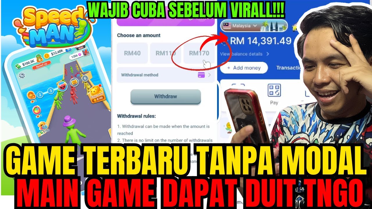 SPEED MAN APP BARU KELUAR ‼️ MAIN GAME DAPAT DUIT HINGGA RM170 KE TOUCH ...