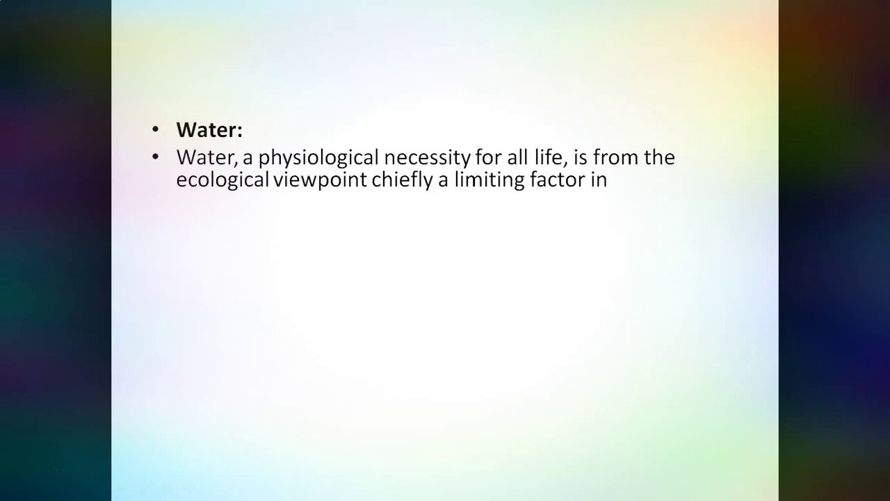 Water as a limiting factor(L=1) zoology... - YouTube
