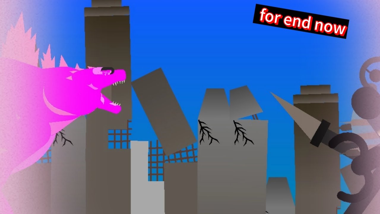 godzilla vs knife arm robot (sticknodes) - YouTube