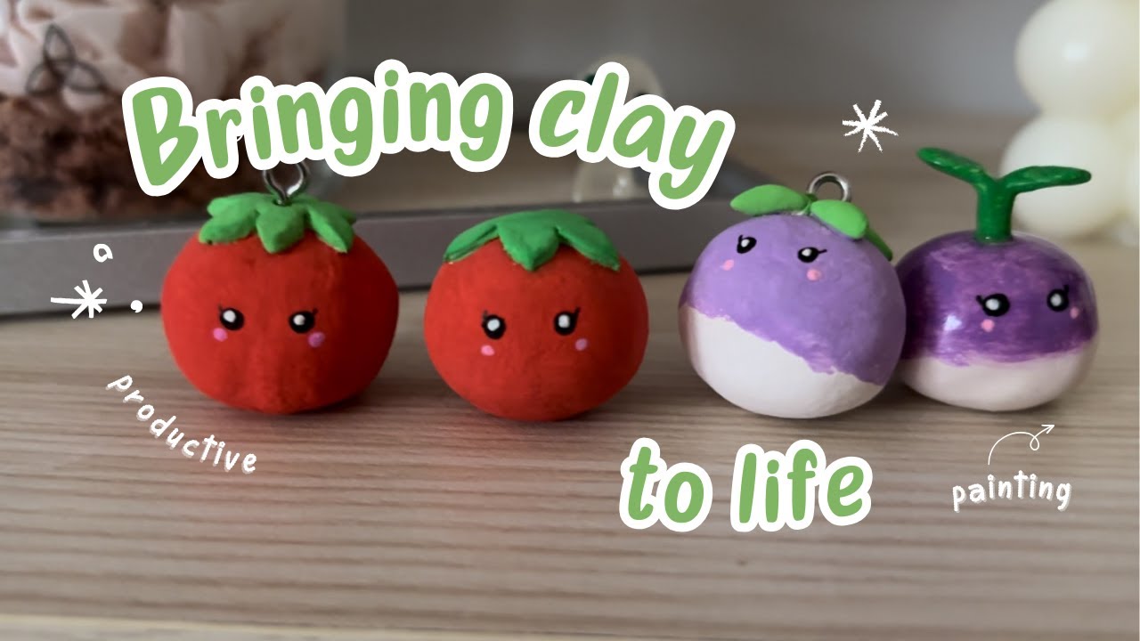 Cozy clay session🍃🎨 painting air dry clay keyrings | Studio vlog 🎬 ...