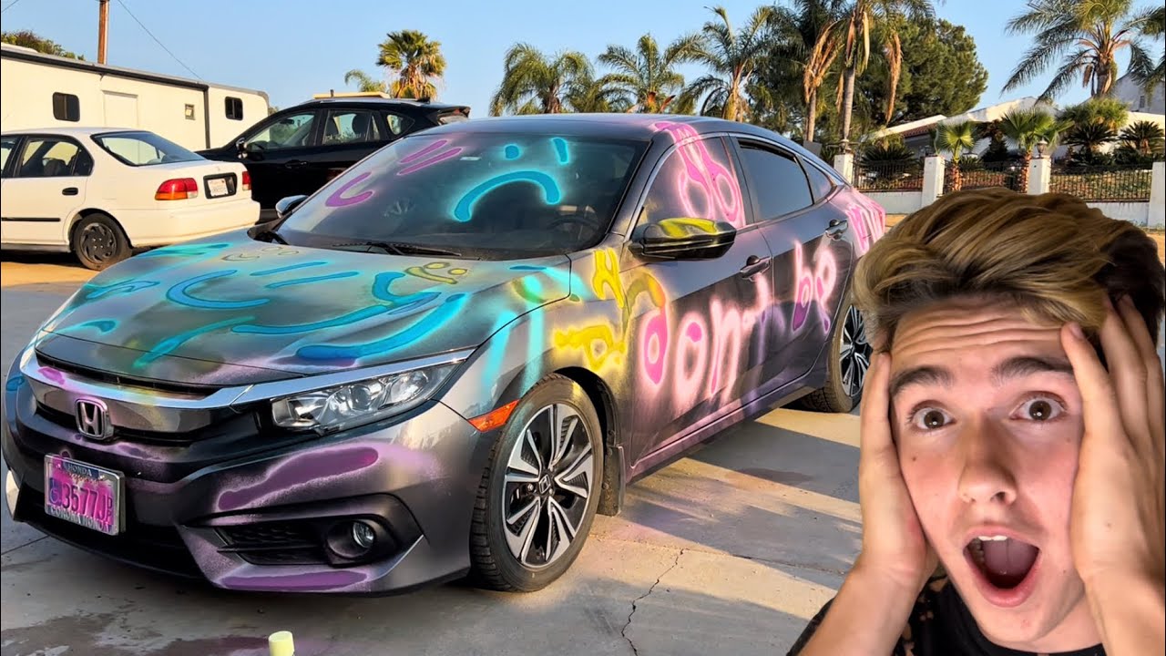 DESTROYED CAR PRANK ON DAD! - YouTube