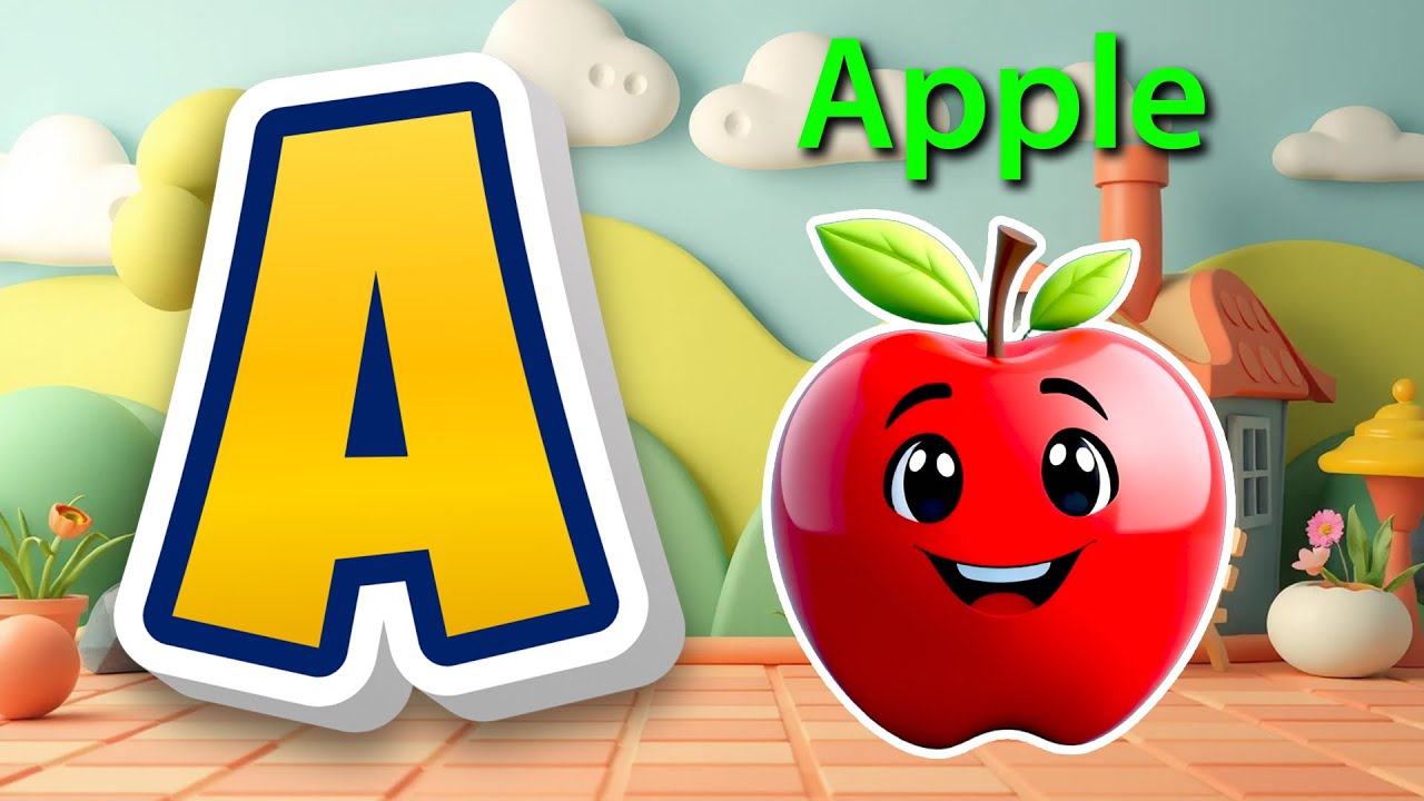 A is for Apple A B C Song- Learn ABC with Music Colorful 3D Animation ...