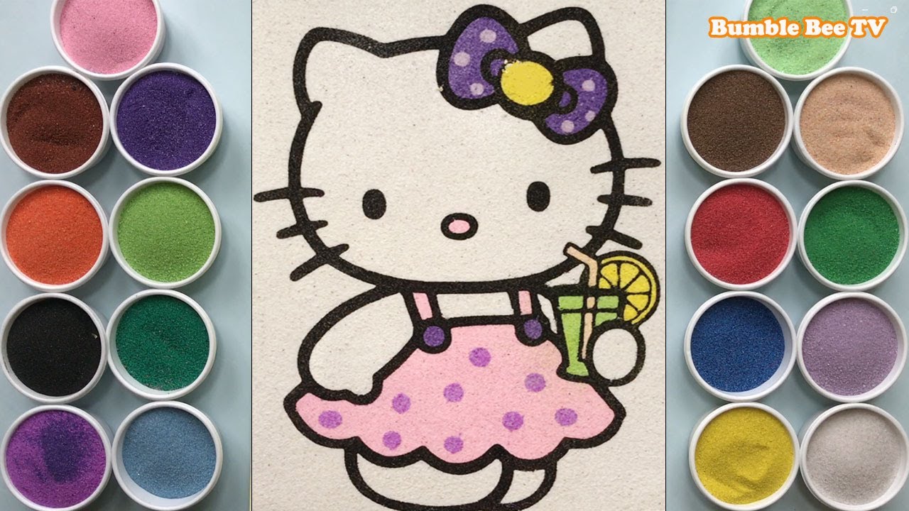 HELLO KITTY AND A GLASS OF LEMONADE SAND PAINTING/TÔ TRANH HELLO KITTY/LEARN COLORS/BUMBLE BEE ...