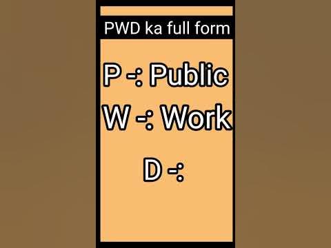 PWD ka full form || #shorts #pwd #study - YouTube